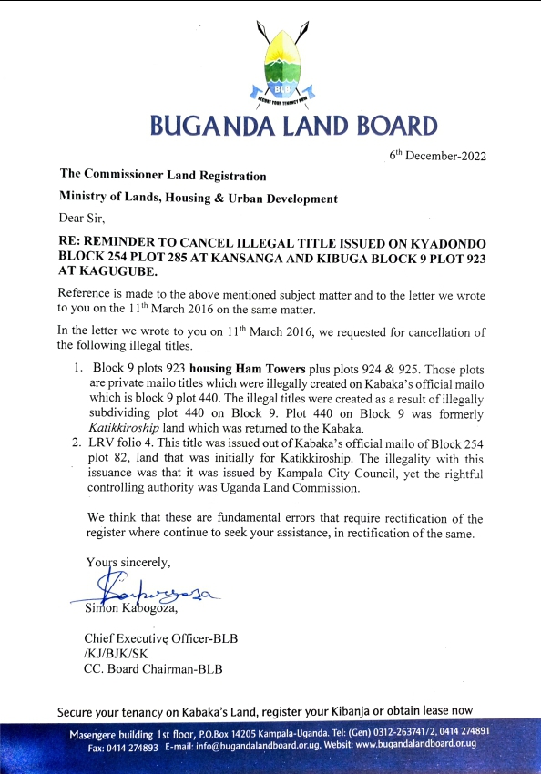 Buganda Land Board now goes for tycoon Kiggundu’s Ham Towers after Kigo ...